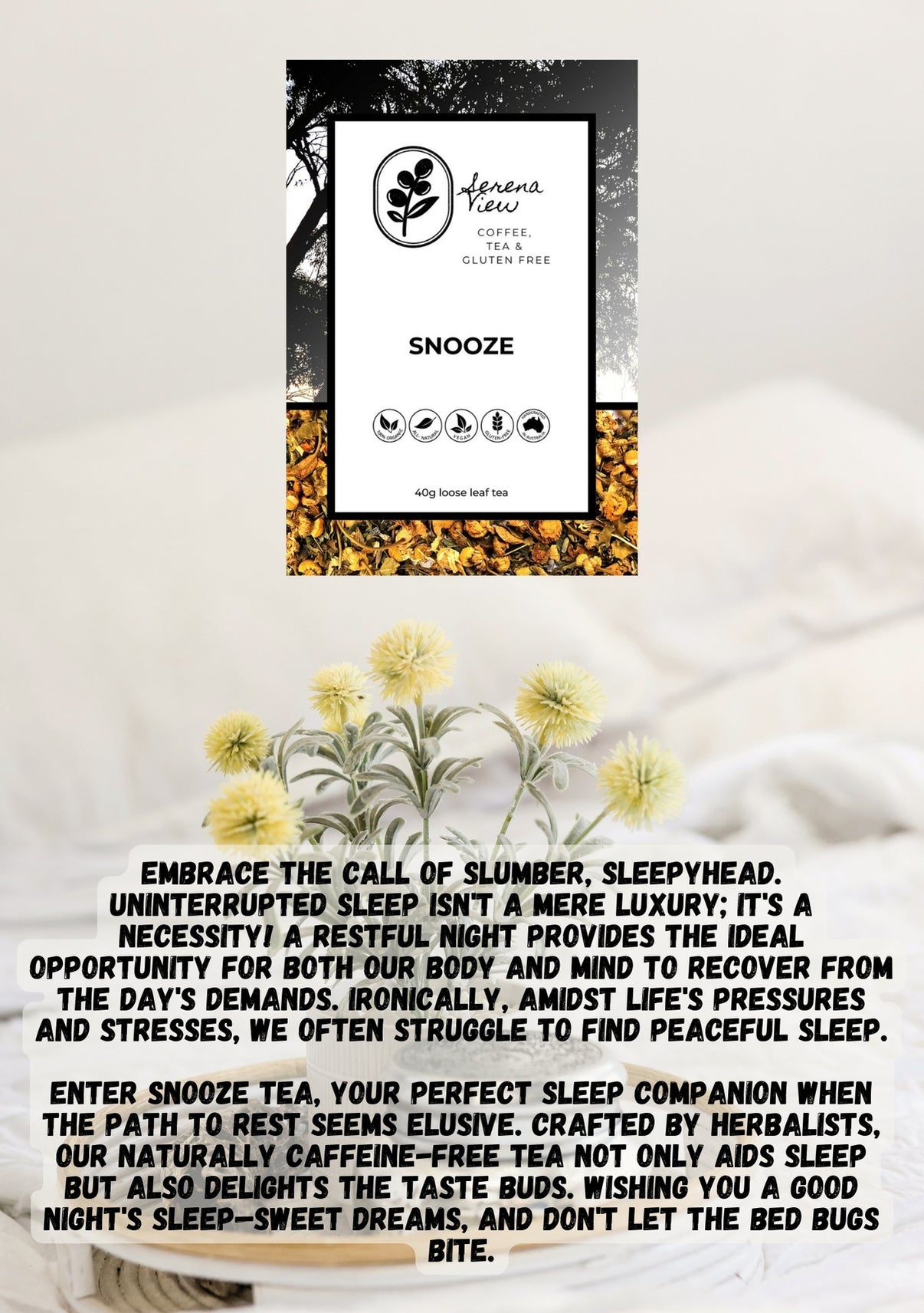 Snooze - Loose Leaf Tea Gluten free, Organic, Sleep Tea, Australian ...